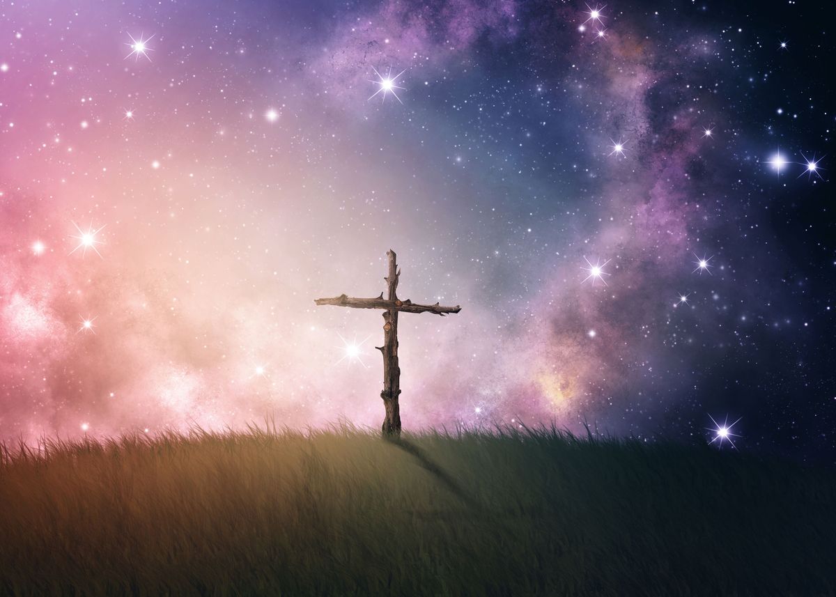 'Wooden Cross With Stars' Poster by Stunning Wallpapers | Displate
