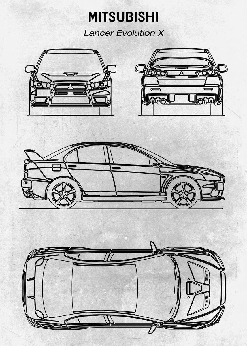 'No176 Lancer Evolution X' Poster, picture, metal print, paint by ...