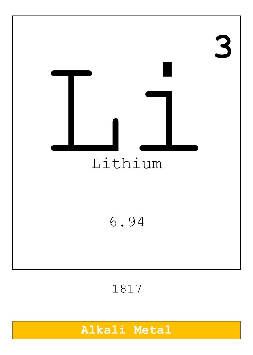 'Lithium' Poster, picture, metal print, paint by ChemECool | Displate