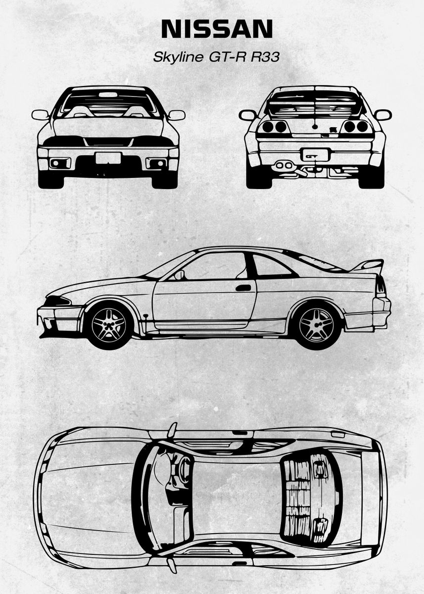 'No184 Skyline GTR R33' Poster, picture, metal print, paint by Xavier ...