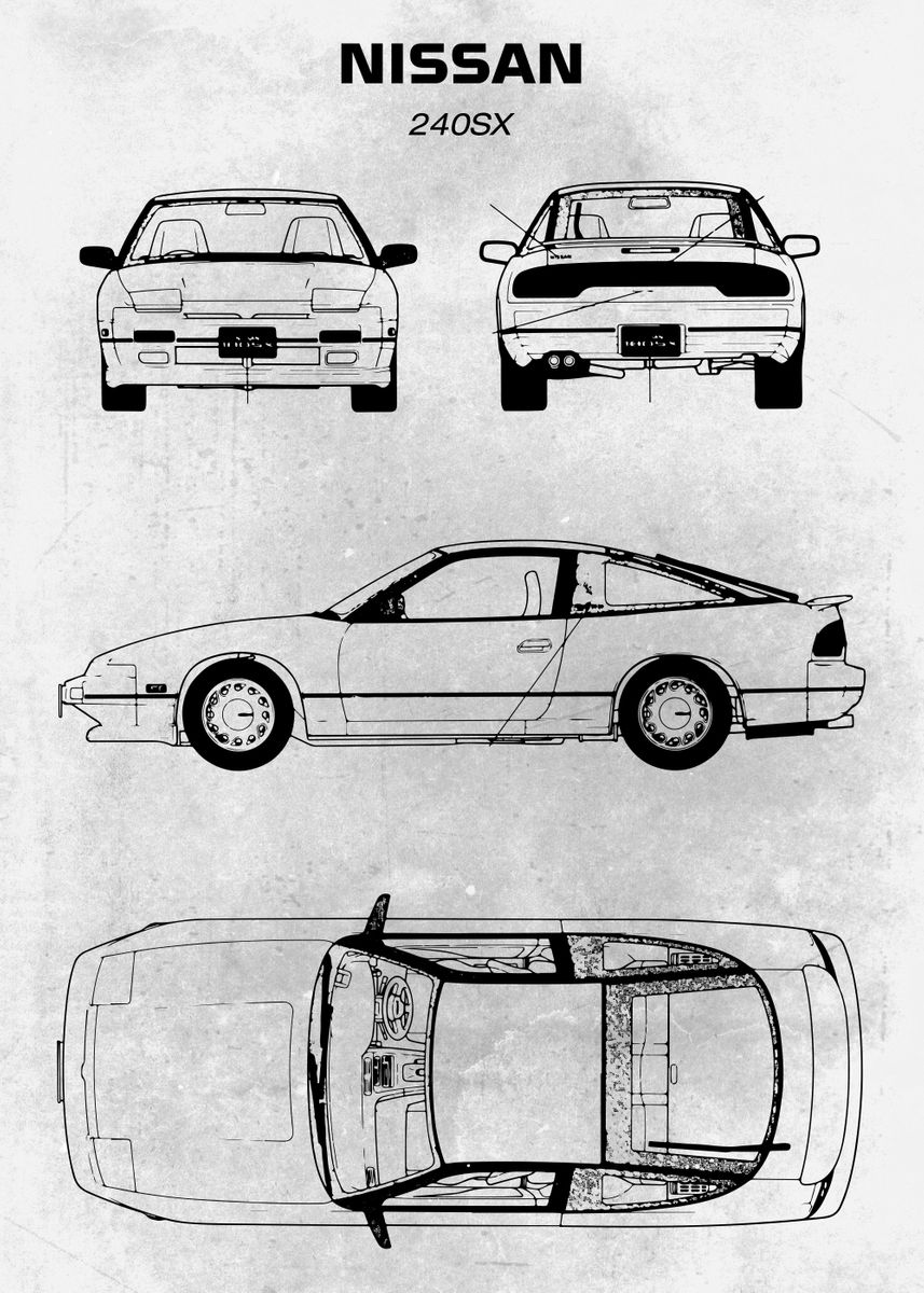 'No182 Nissan 240sx' Poster, picture, metal print, paint by Xavier ...