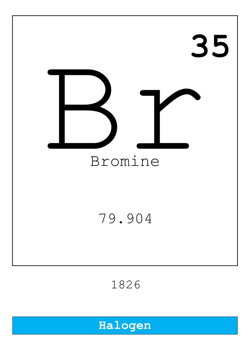 'Bromine' Poster, picture, metal print, paint by ChemECool | Displate