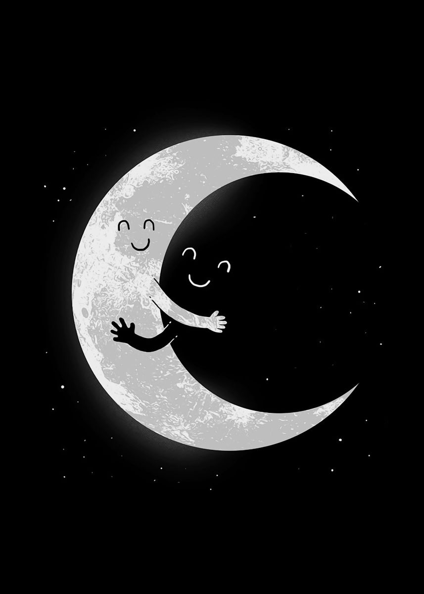 'Moon hug' Poster by digitalcarbines art | Displate