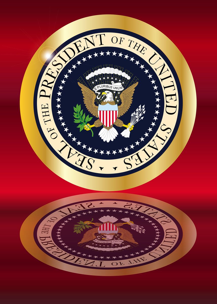 'Presedent Seal Reflection' Poster, picture, metal print, paint by ...