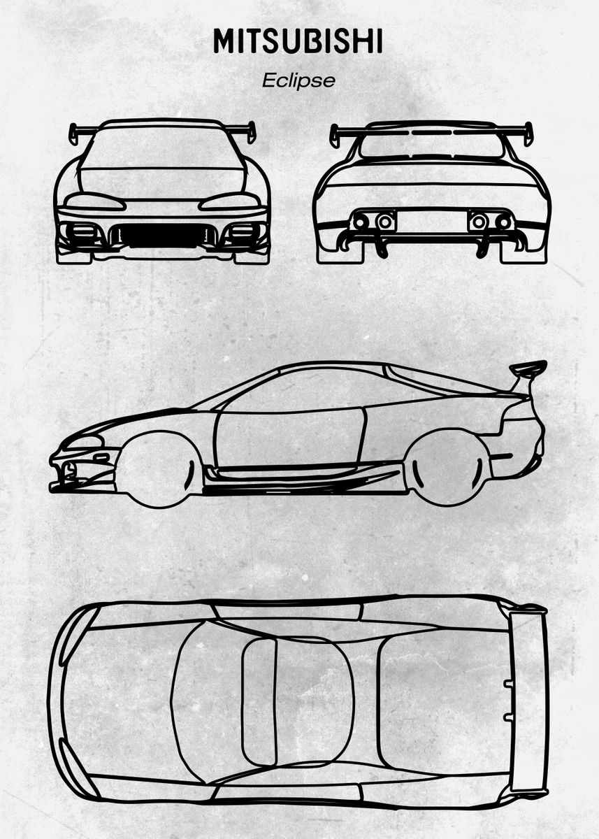 'No174 Mitsubishi Eclipse' Poster, picture, metal print, paint by ...