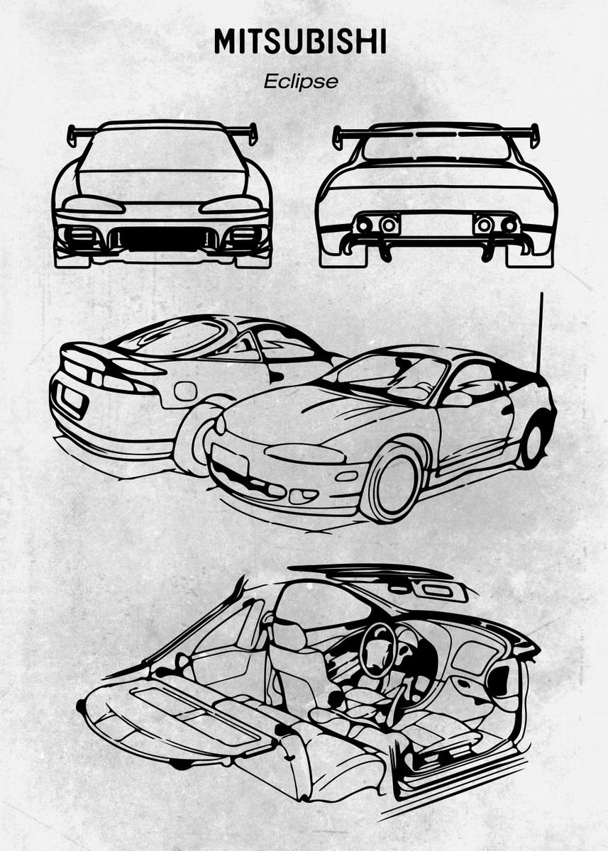 'No173 Mitsubishi Eclipse' Poster, picture, metal print, paint by ...