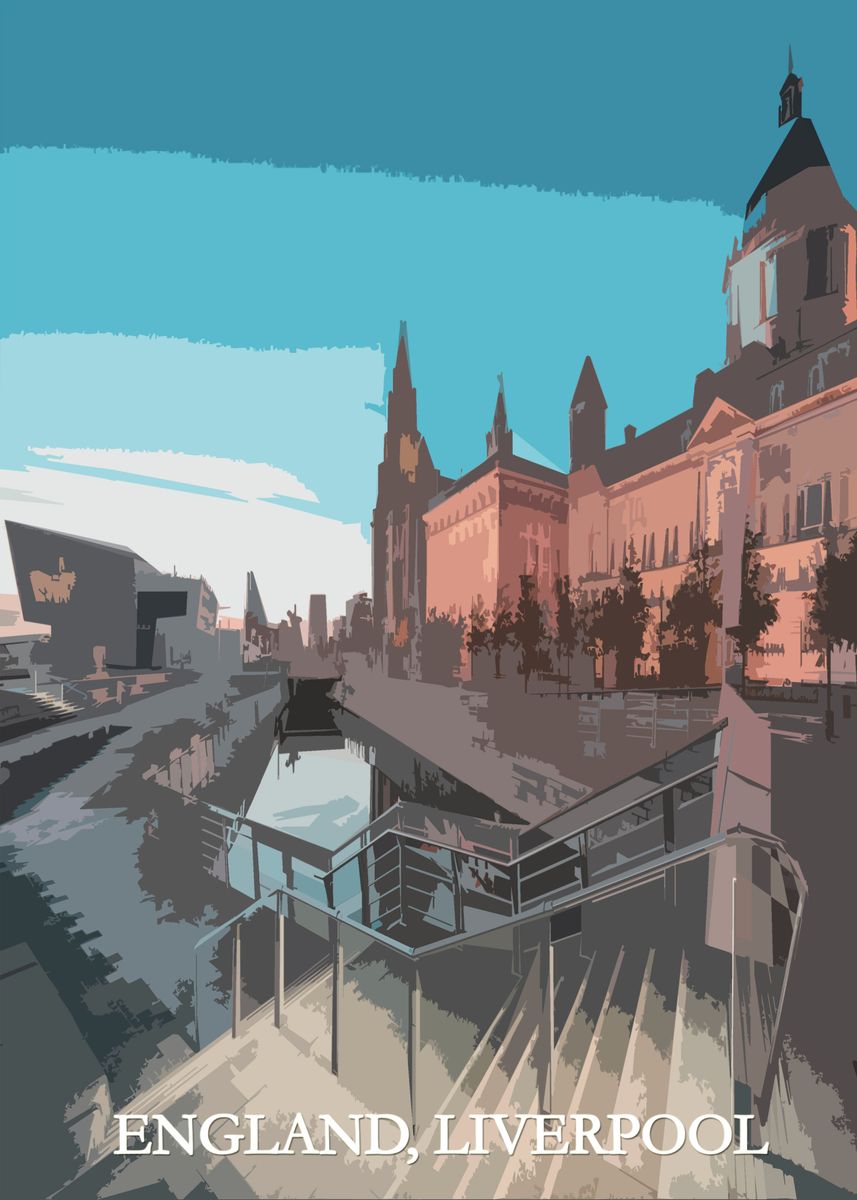 'Liverpool Stairs ' Poster, picture, metal print, paint by Taffy | Displate