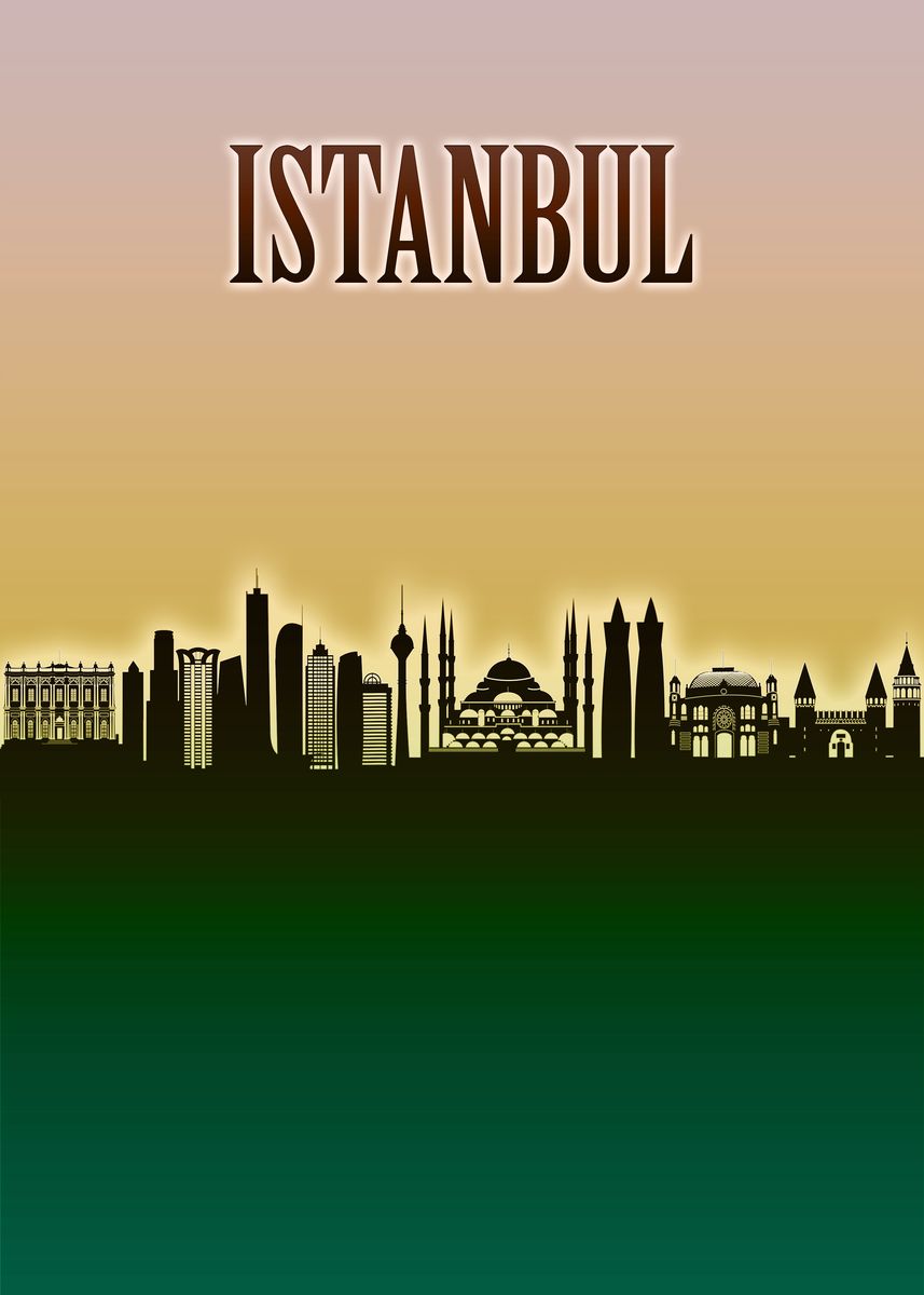 'Istanbul Skyline Minimal' Poster by Towseef Dar | Displate