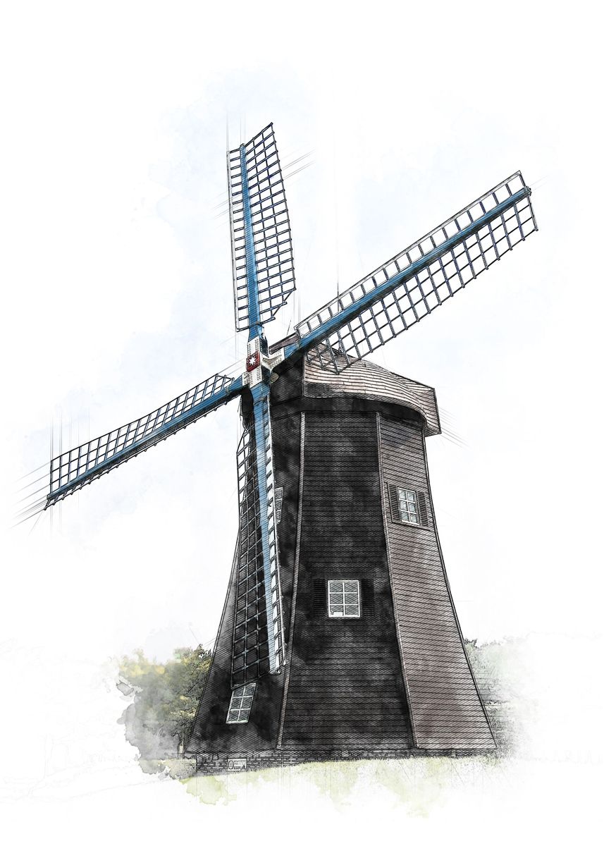 'Windmill' Poster, picture, metal print, paint by Cornel Vlad | Displate