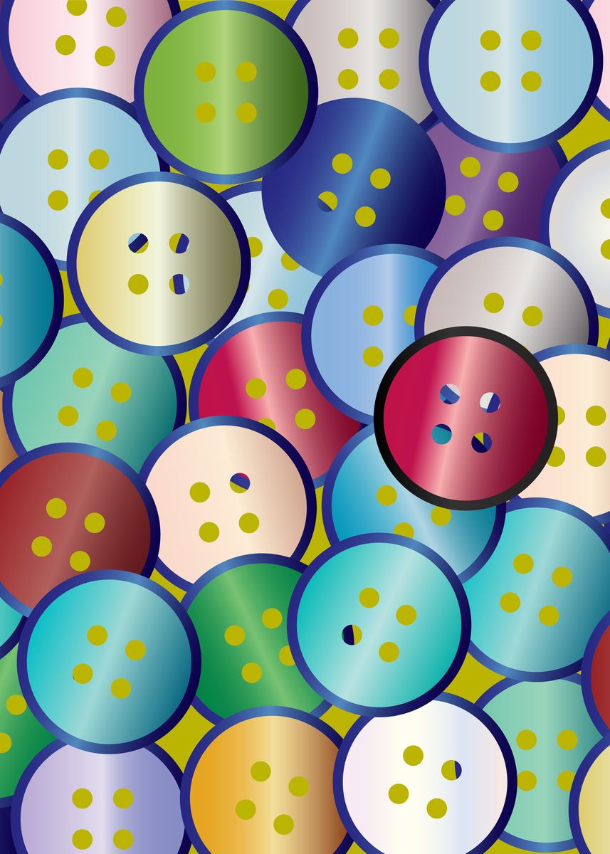 'Multi Color Button' Poster, picture, metal print, paint by HomeStead ...