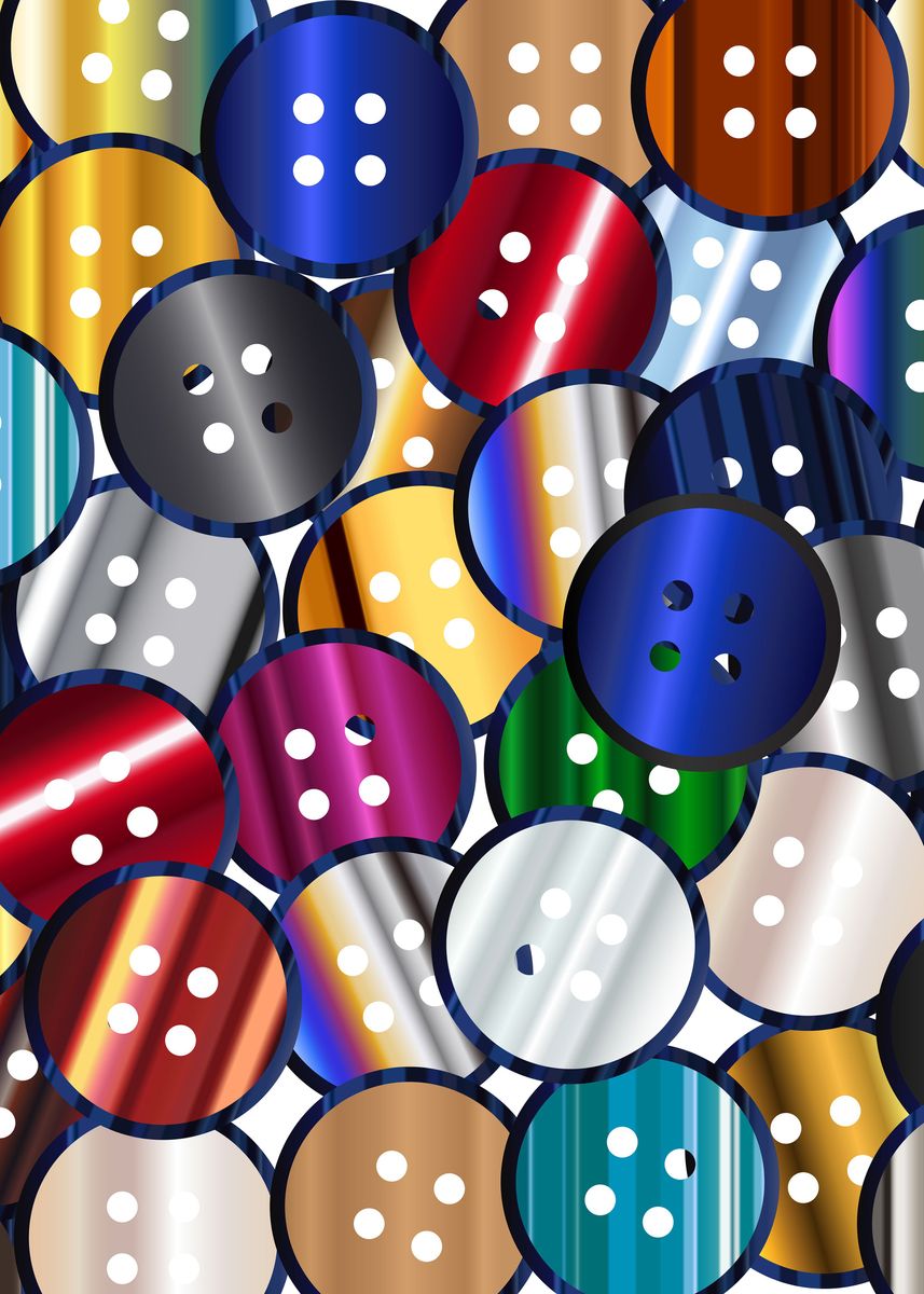 'Color Button Collection' Poster, picture, metal print, paint by ...