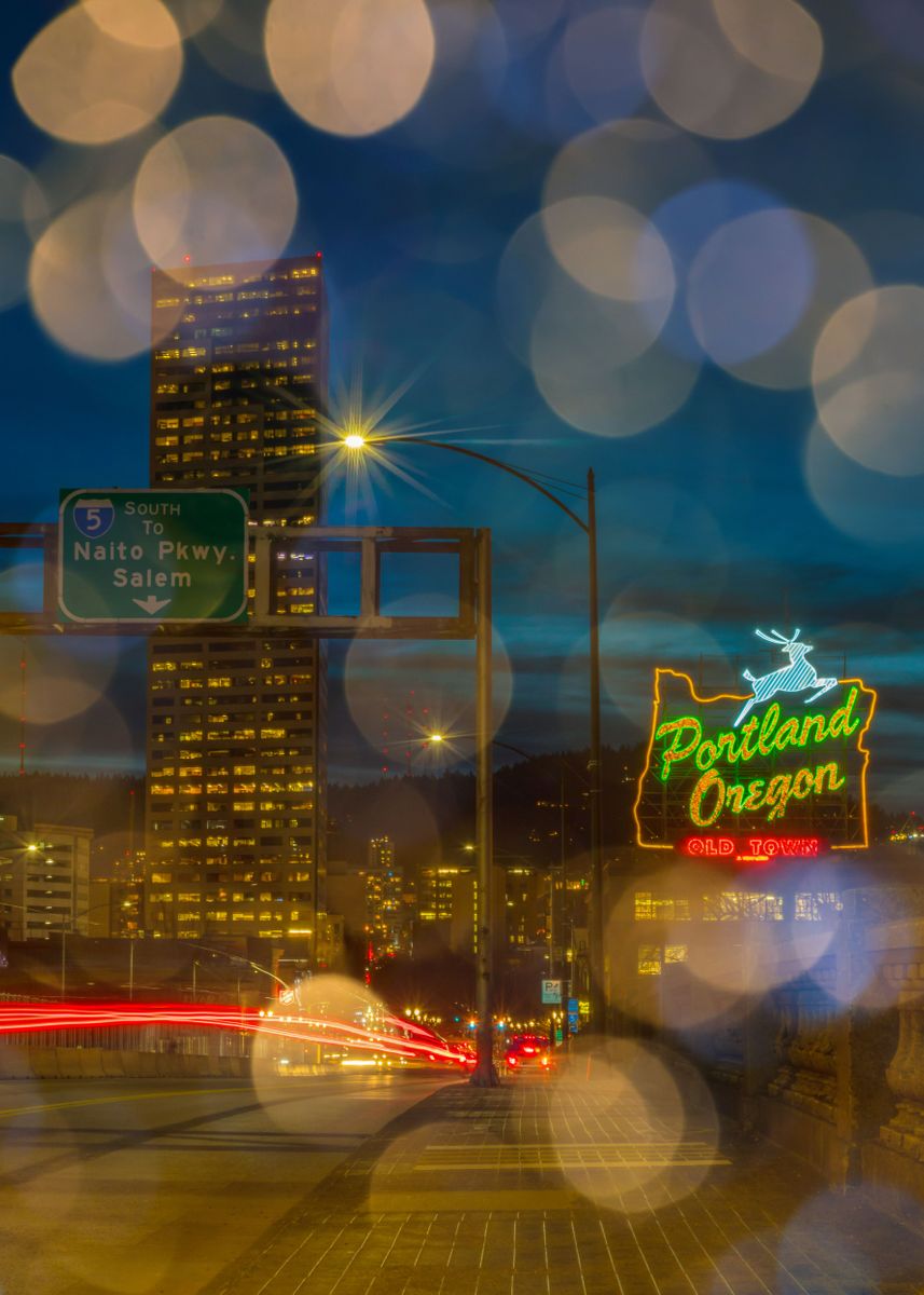 'Portland Oregon nights' Poster, picture, metal print, paint by ...