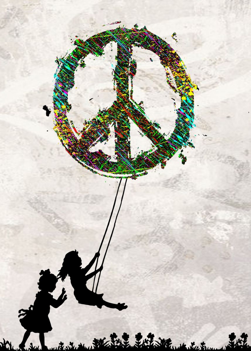 'Peace and Love ' Poster, picture, metal print, paint by Wuzzidy | Displate