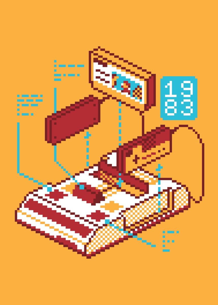 'Famicom 1983' Poster, picture, metal print, paint by Dandu | Displate