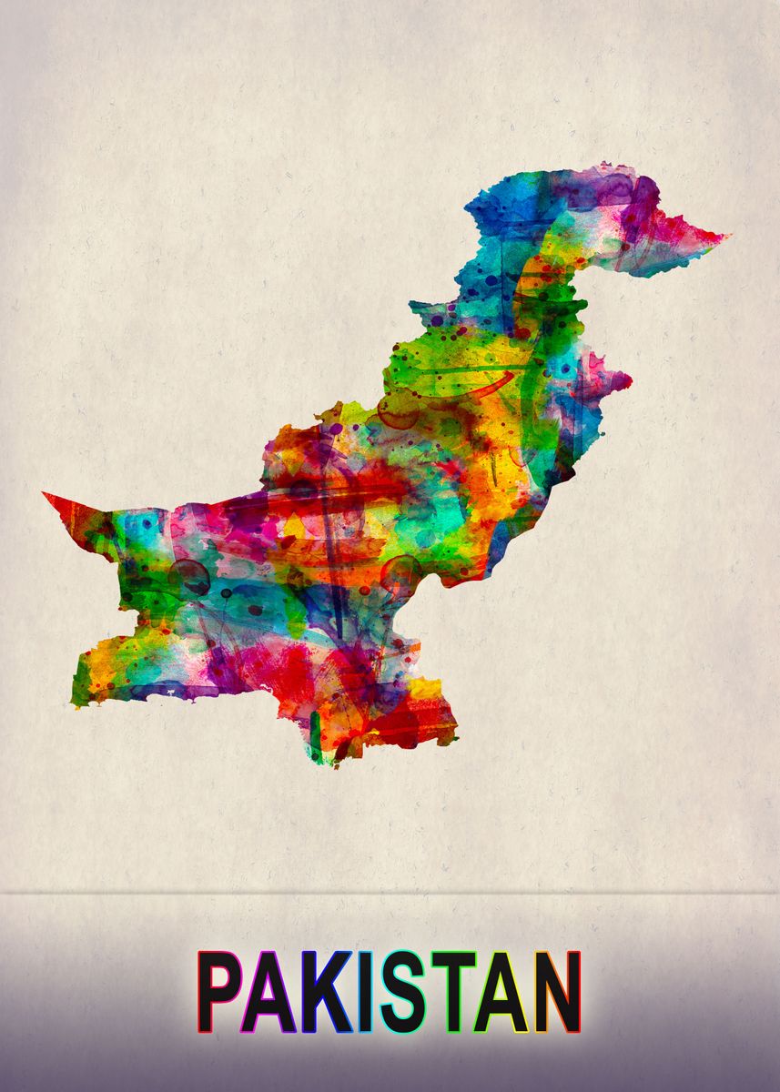 'Pakistan Map in Watercolor' Poster by Towseef Dar | Displate