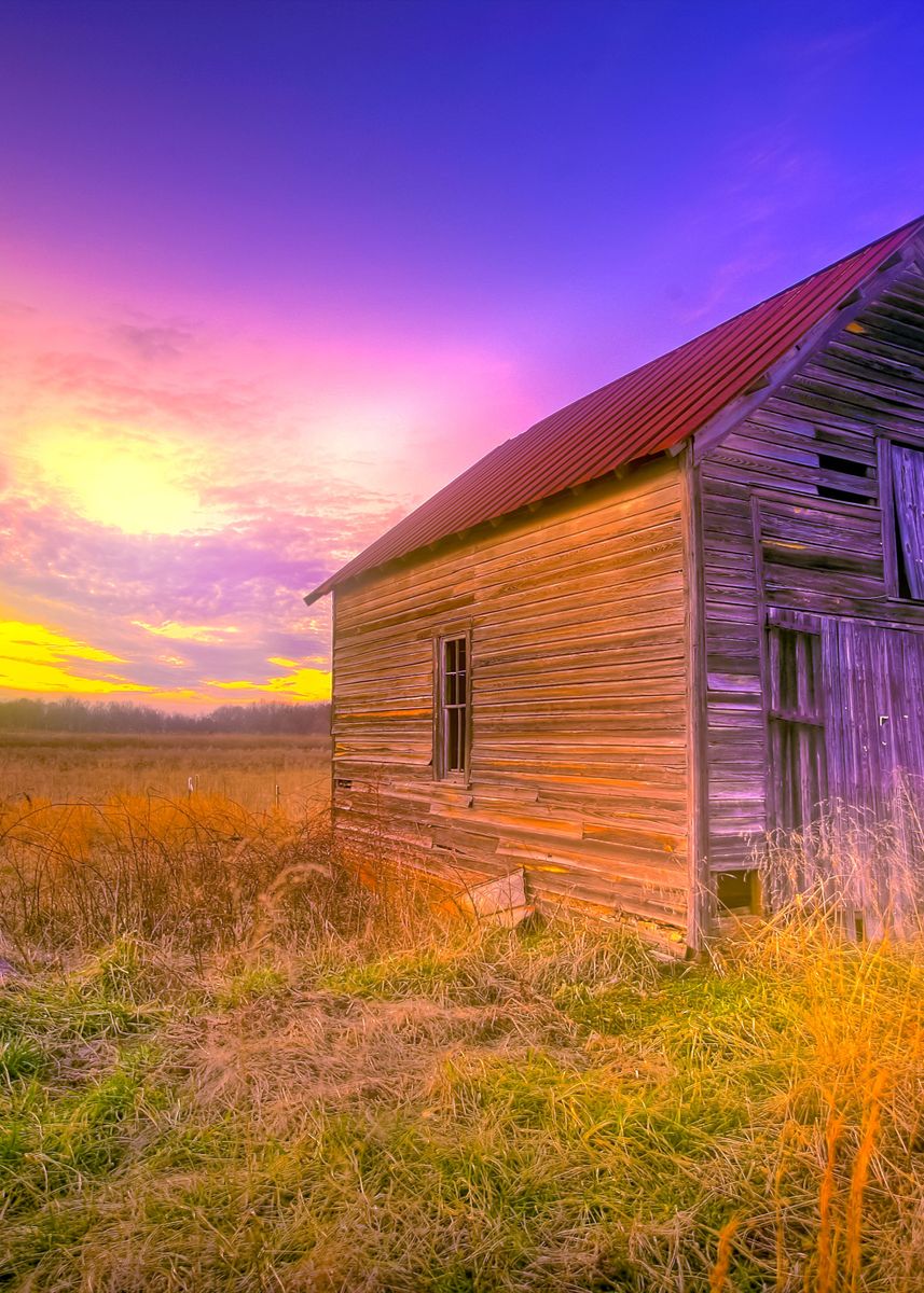 'Old Barn At Sunset' Poster, picture, metal print, paint by Stunning ...