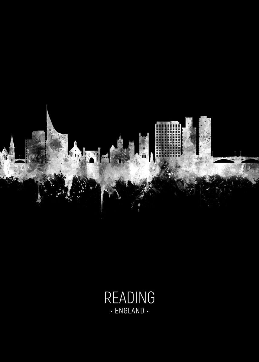 'Reading England Skyline' Poster by Michael Tompsett | Displate