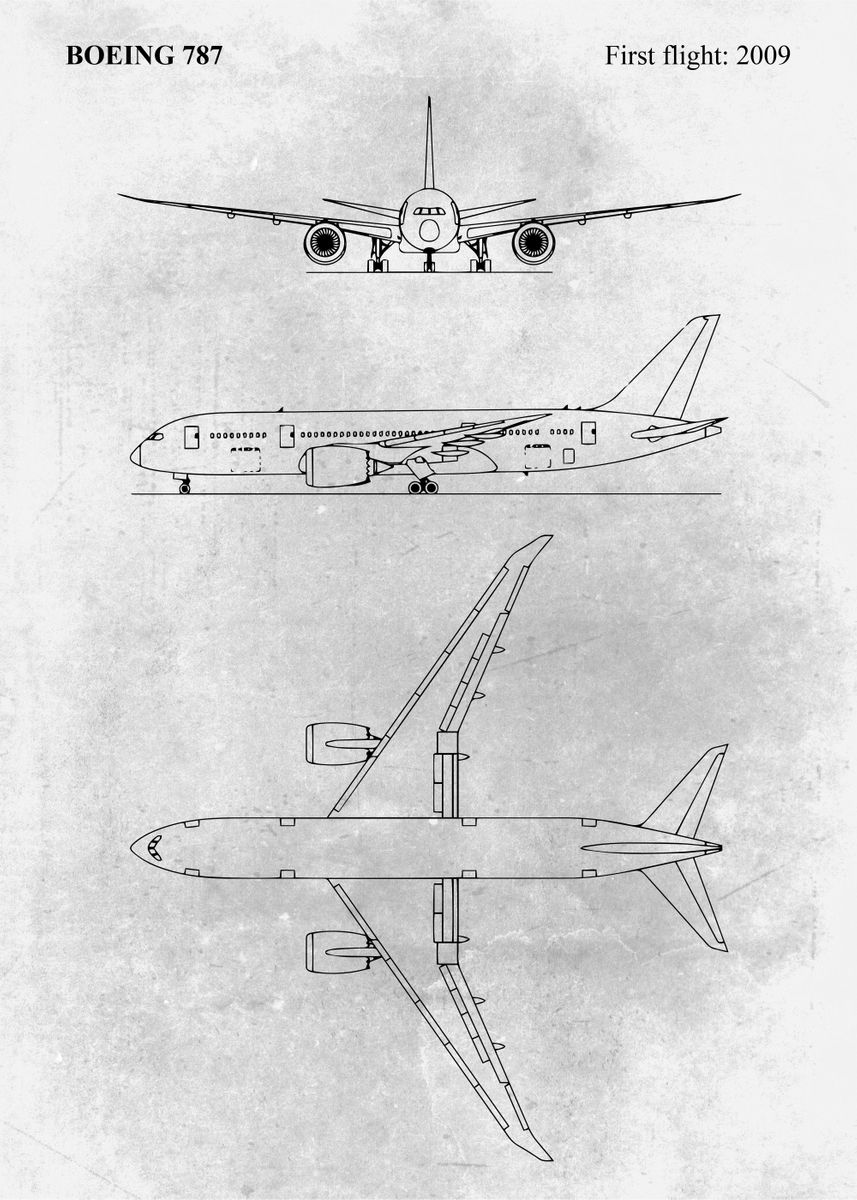 'BOEING 787' Poster, picture, metal print, paint by Xavier Vieira ...
