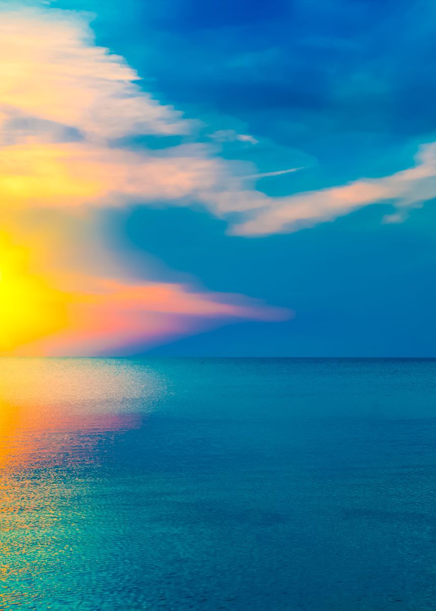 'Sunrise Over Sea' Poster, picture, metal print, paint by Stunning ...