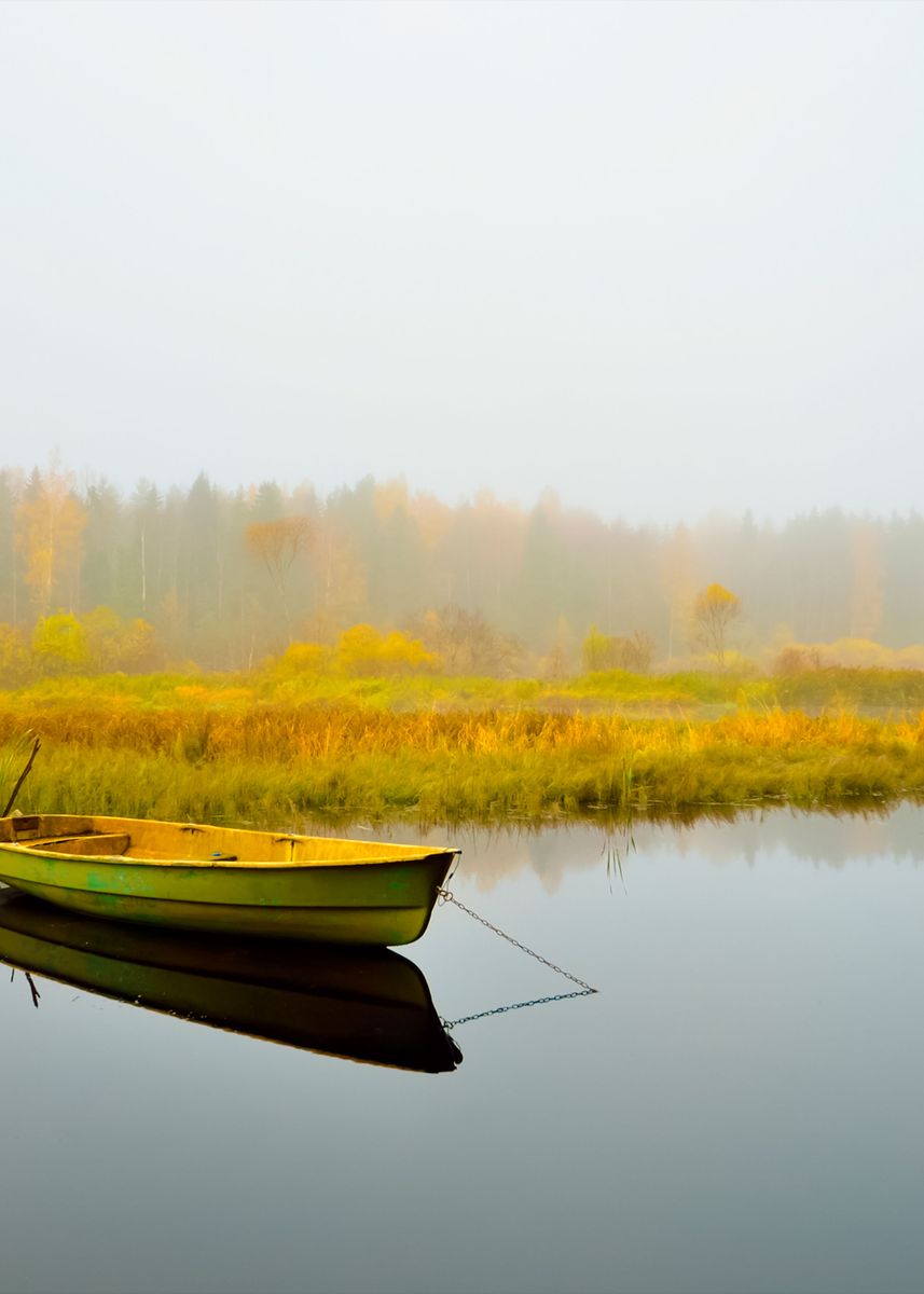 'River And A Boat Scene Dur' Poster, picture, metal print, paint by ...