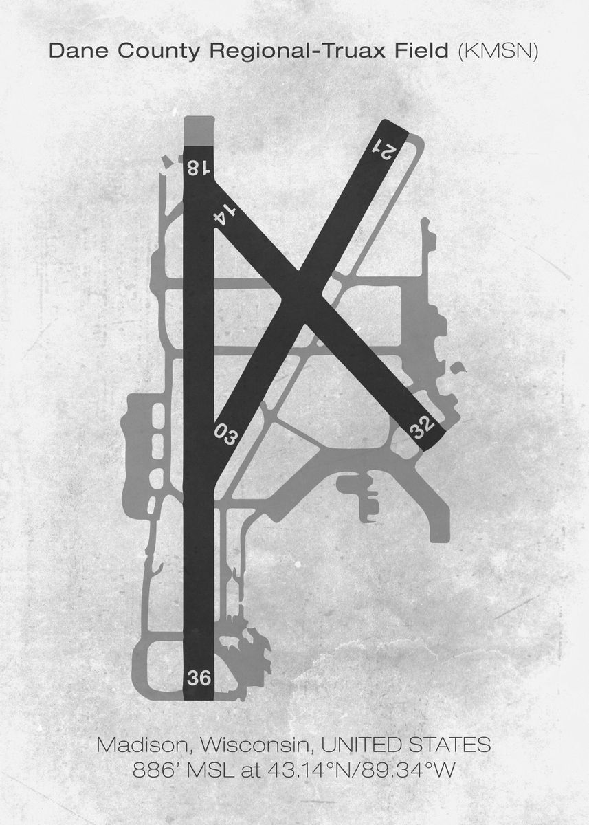 'Madison KMSN Airport' Poster, picture, metal print, paint by Xavier ...