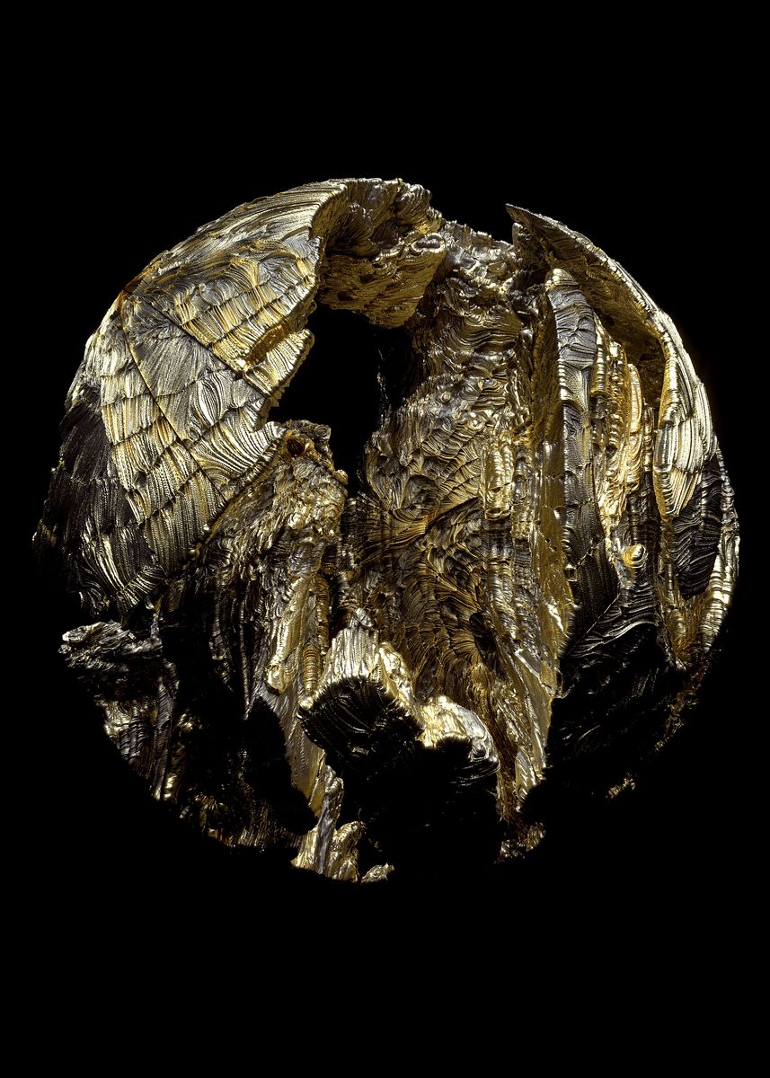 'damaged gold planet earth' Poster, picture, metal print, paint by ...