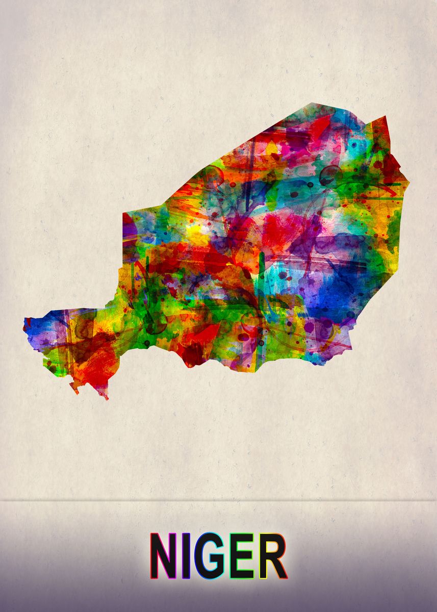 'Niger Map in Watercolor' Poster, picture, metal print, paint by ...