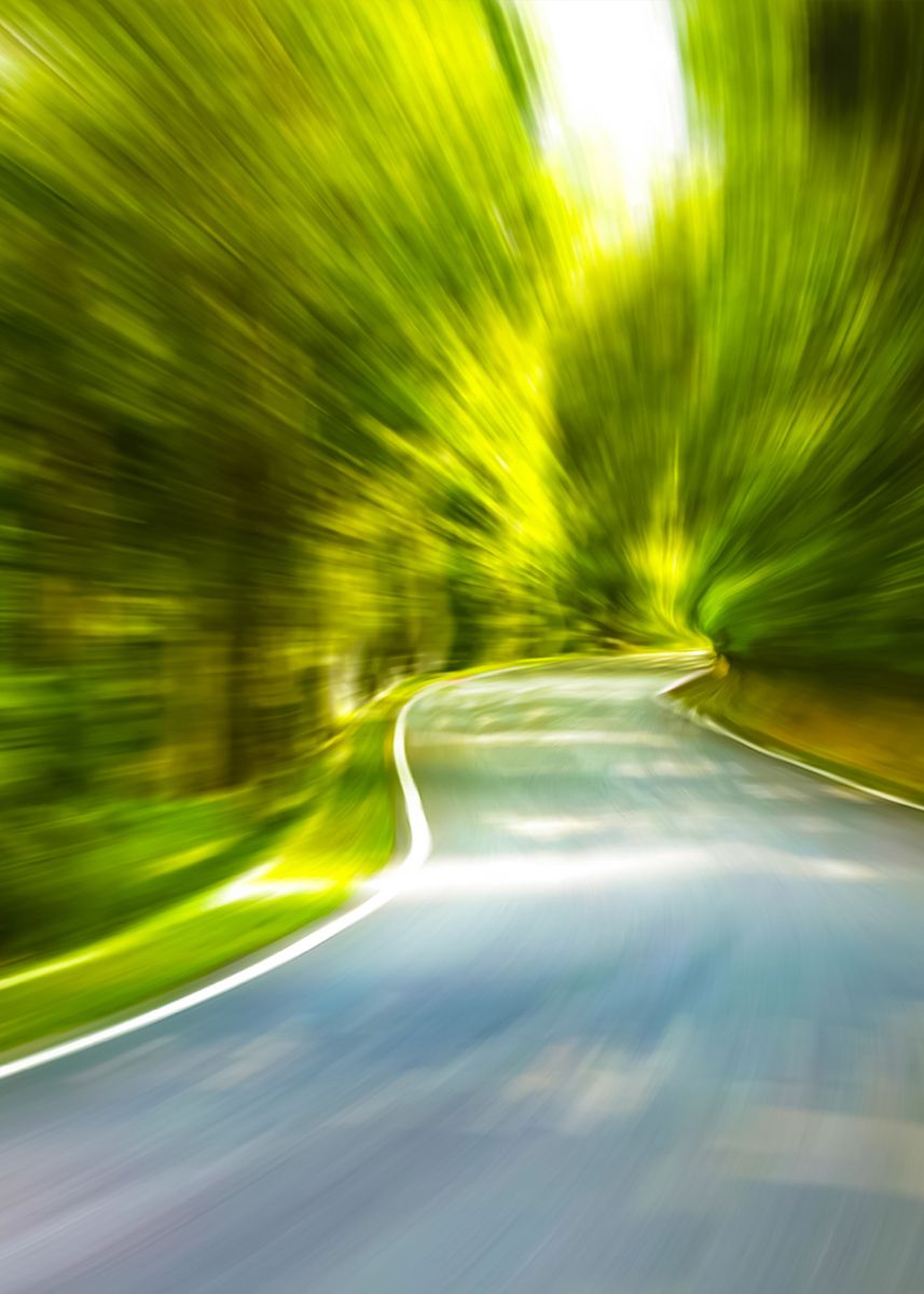 'Curve Way Of Asphalt Road ' Poster, picture, metal print, paint by ...