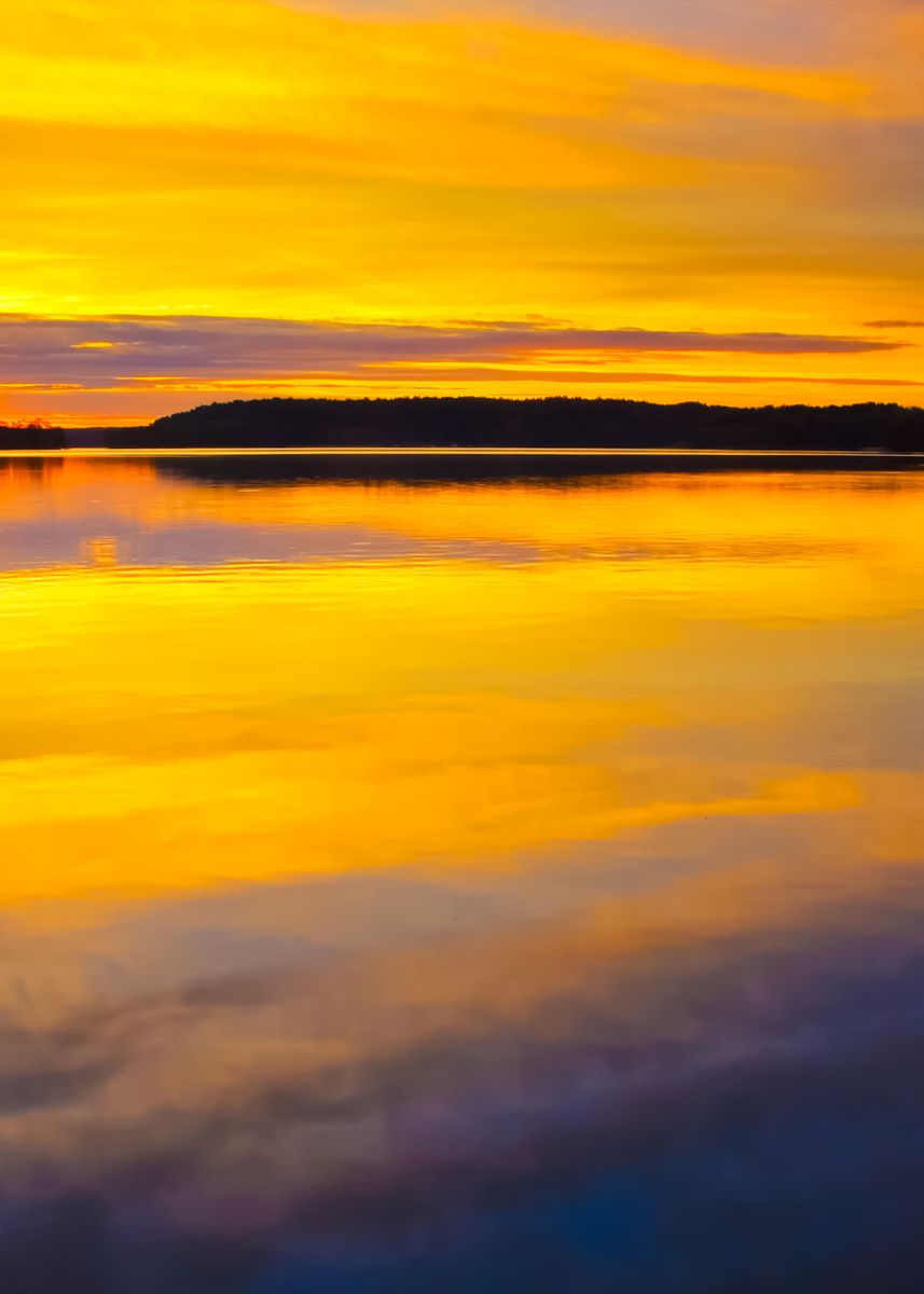 'Lake With Reflected Sky In' Poster, picture, metal print, paint by ...