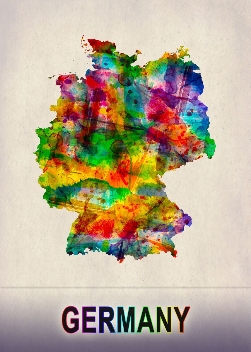 'Germany Map in Watercolor' Poster, picture, metal print, paint by ...