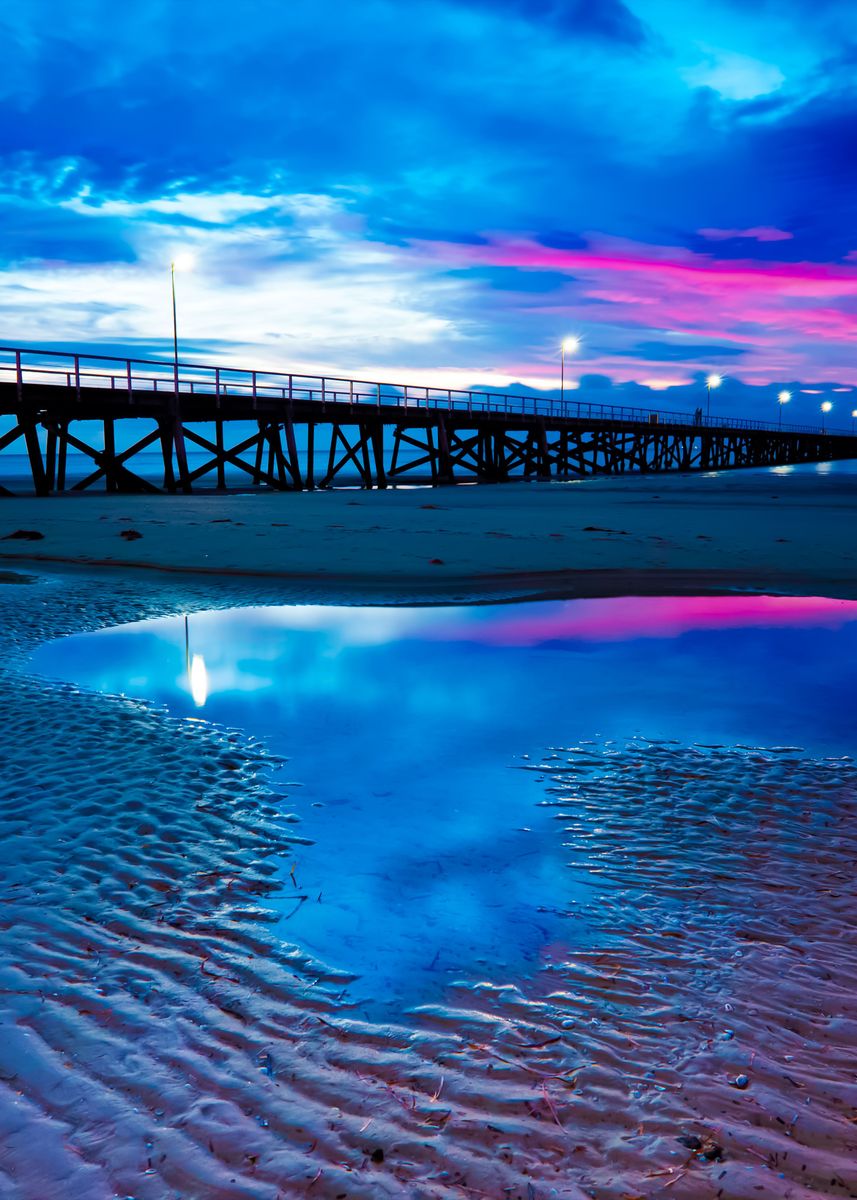 'Pink Jetty Sunset' Poster, picture, metal print, paint by Stunning ...