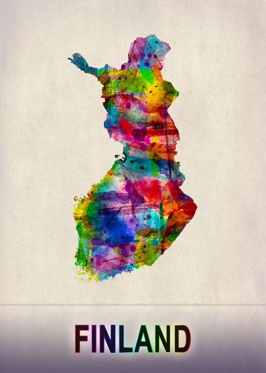 'Finland Map in Watercolor' Poster by Towseef Dar | Displate