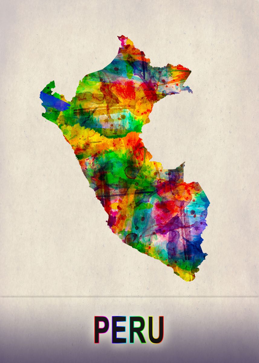 'Peru Map in Watercolor' Poster, picture, metal print, paint by Towseef ...