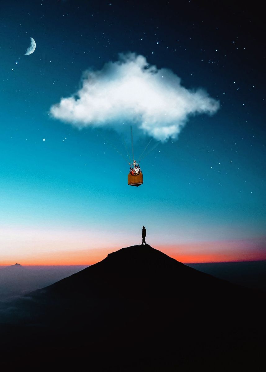 'Magic Night Cloud Balloon' Poster by Gen Z | Displate