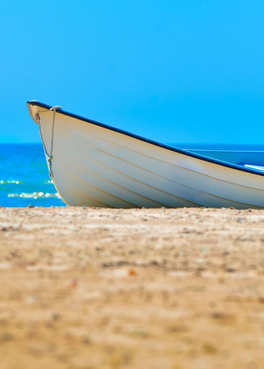 'Old Style White Rowboat On' Poster, picture, metal print, paint by ...