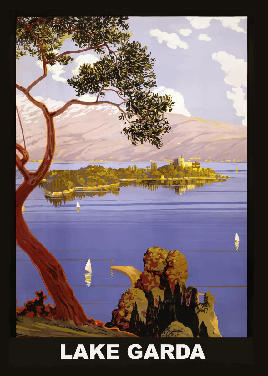 'Lake Garda' Poster, picture, metal print, paint by Long Shot | Displate