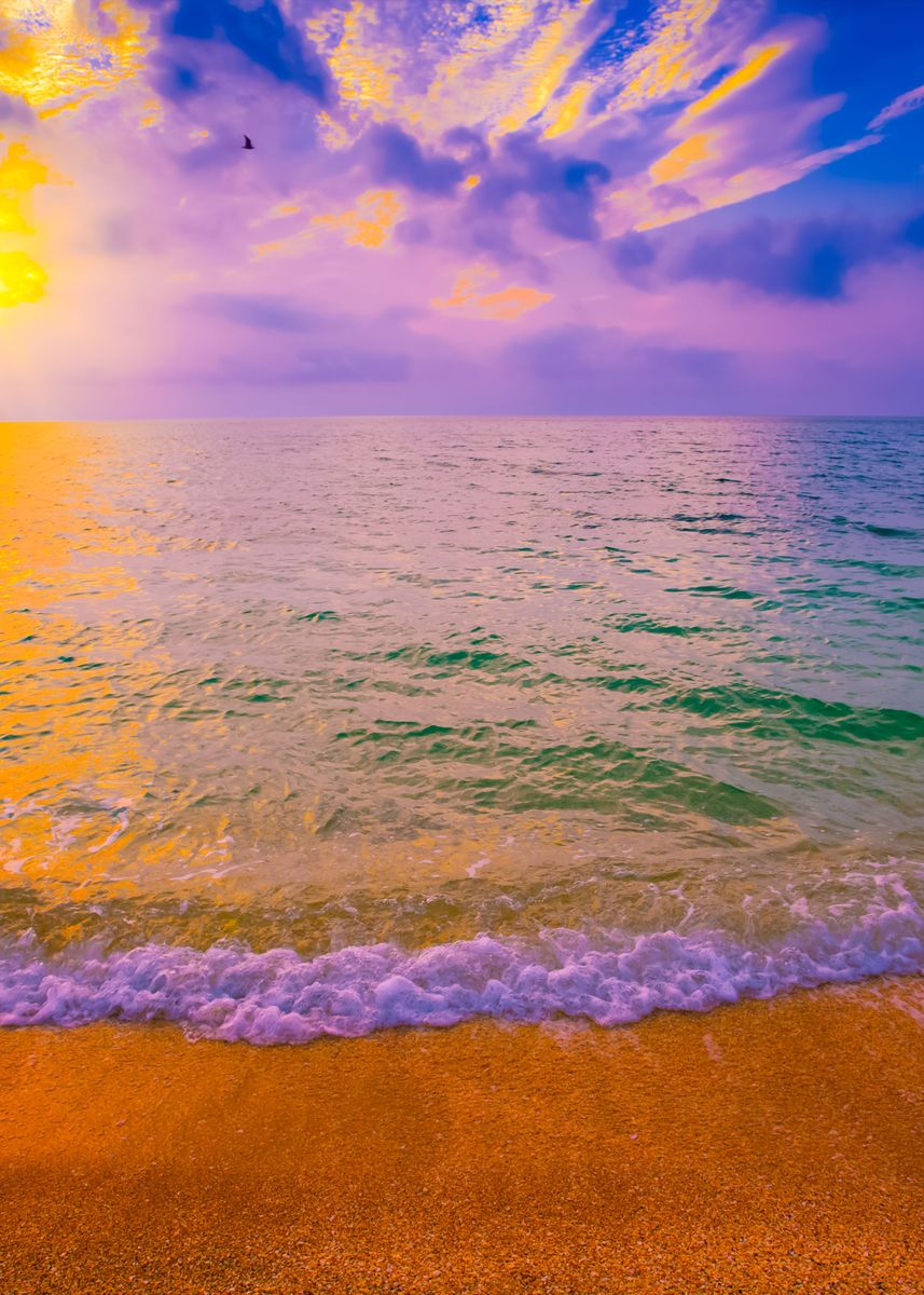 'Sunrise Over Sea' Poster, picture, metal print, paint by Stunning ...