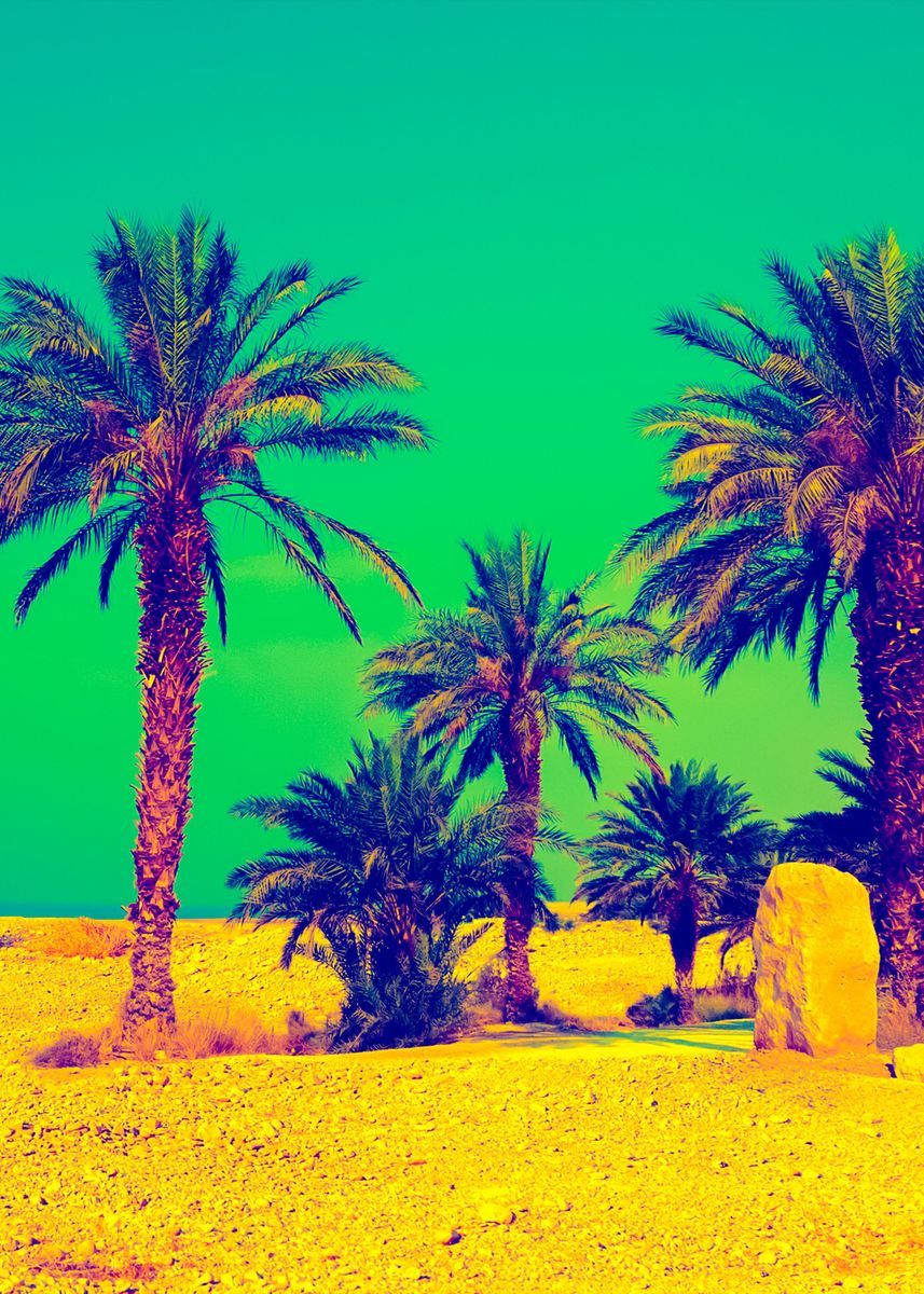 'Retro Background With Palm' Poster, picture, metal print, paint by ...