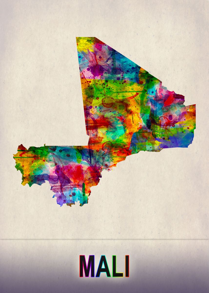 'Mali Map in Watercolor' Poster, picture, metal print, paint by Towseef ...