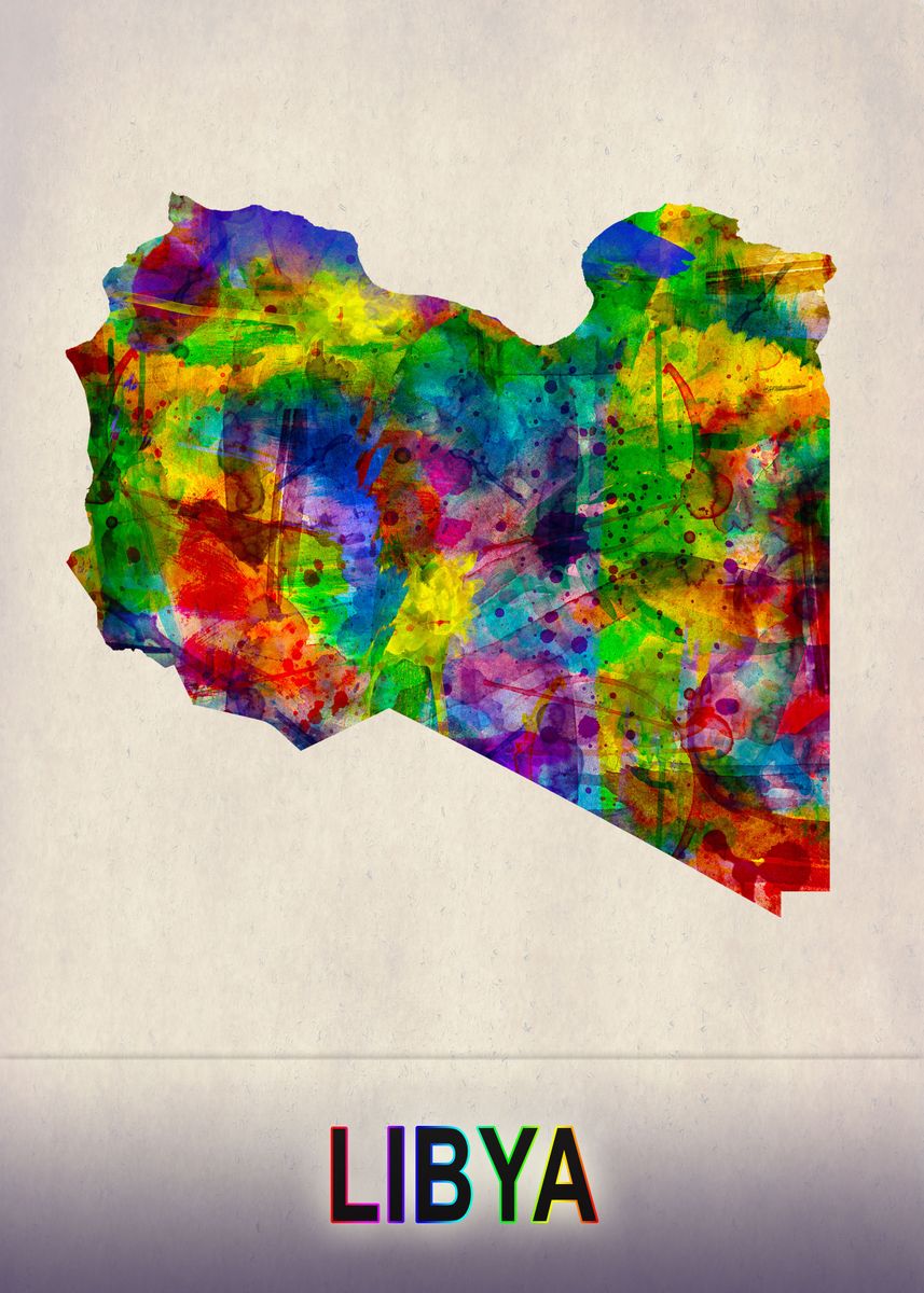 'Libya Map in Watercolor' Poster, picture, metal print, paint by ...