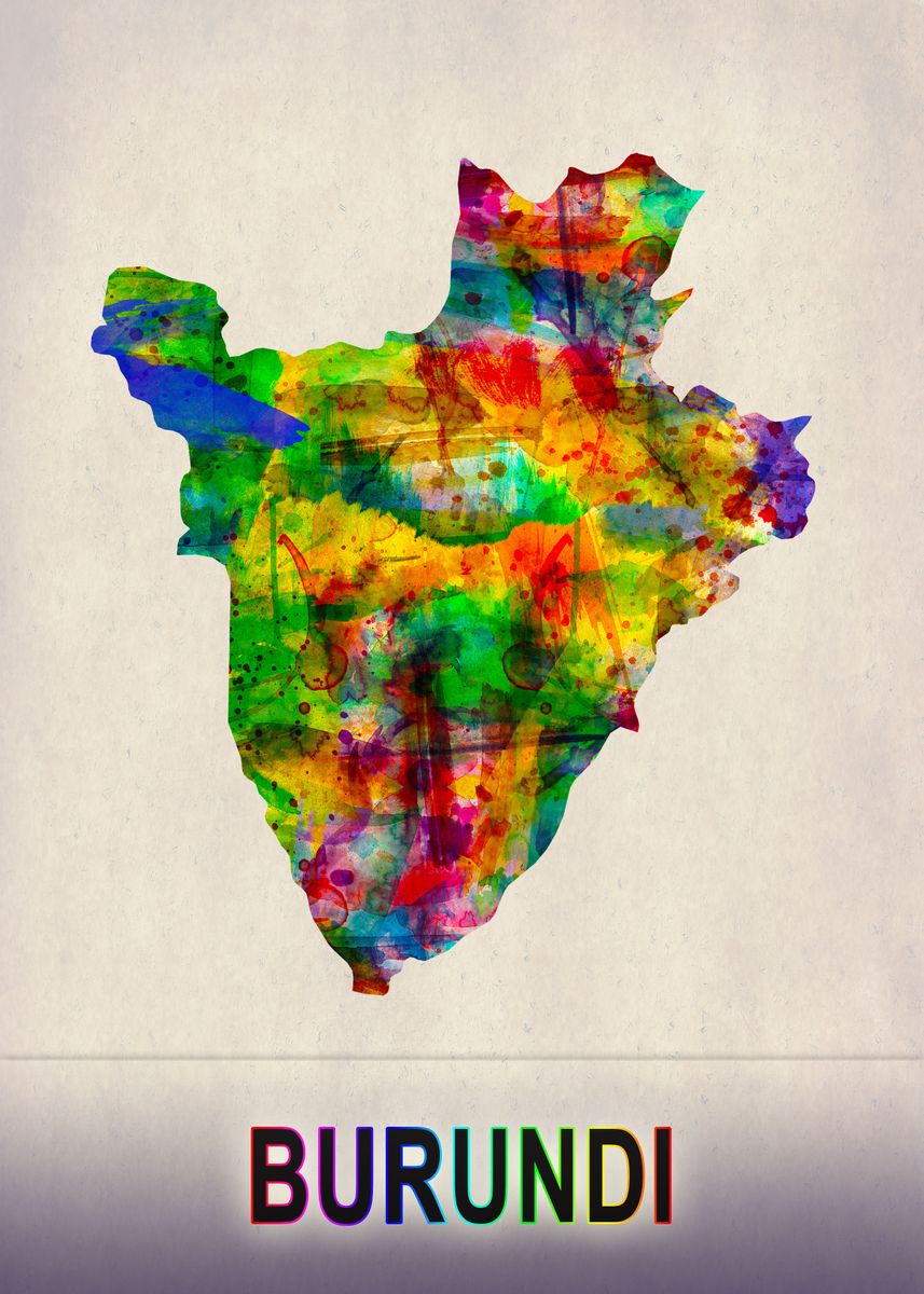 'Burundi Map in Watercolor' Poster, picture, metal print, paint by ...