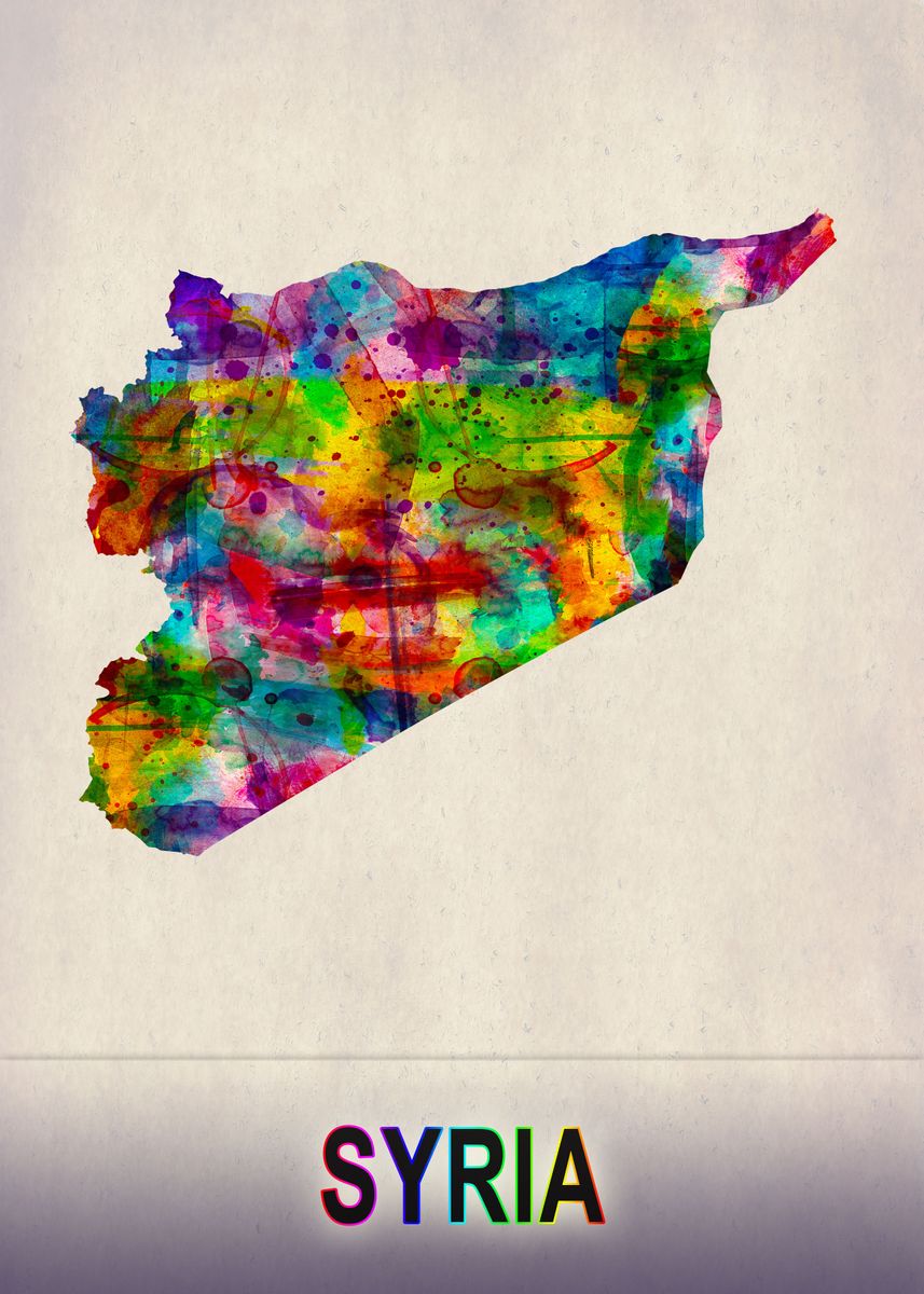 'Syria Map in Watercolor' Poster by Towseef Dar | Displate
