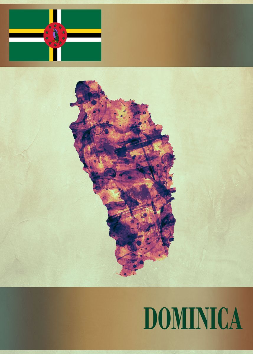 'Dominica Map with Flag' Poster by Towseef Dar | Displate