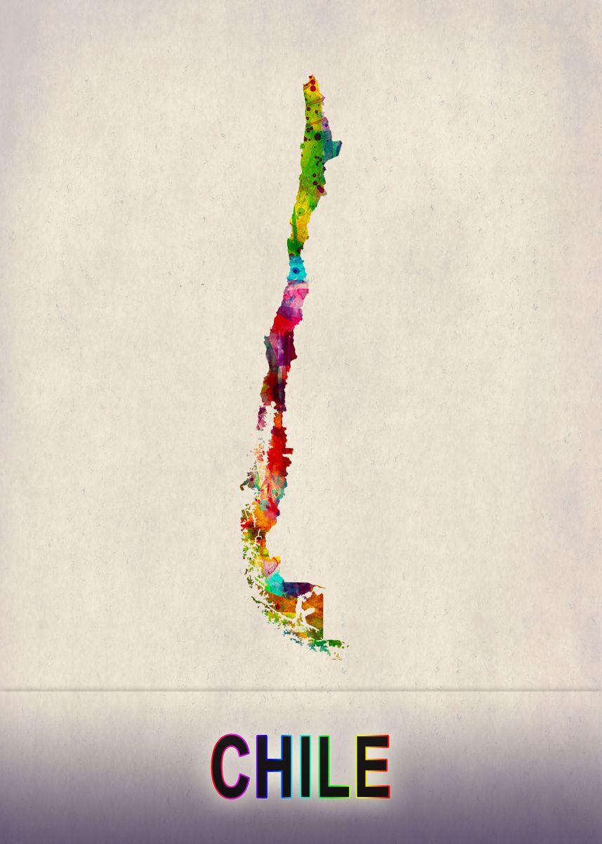 'Chile Map in Watercolor' Poster by Towseef Dar | Displate