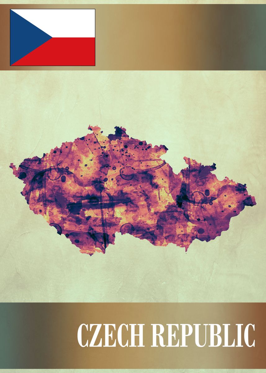 'Czech Republic Map' Poster, picture, metal print, paint by Towseef Dar ...