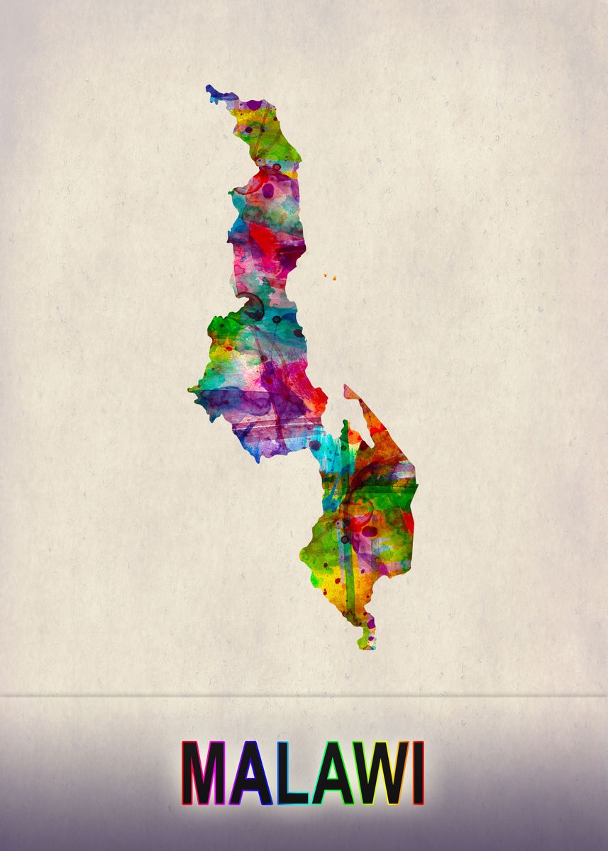 'Malawi Map in Watercolor' Poster by Towseef Dar | Displate