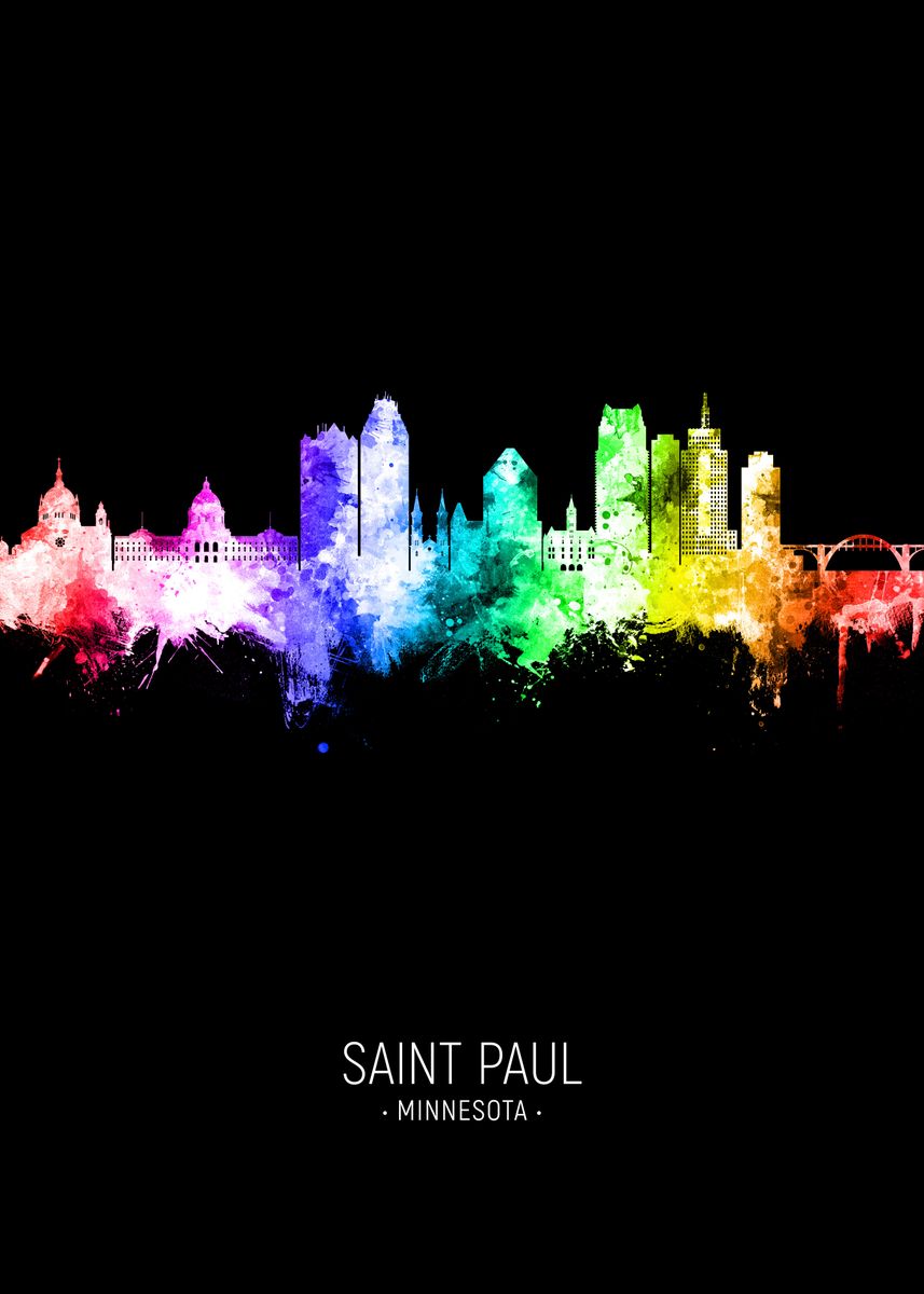 'Saint Paul Skyline' Poster, picture, metal print, paint by Michael ...