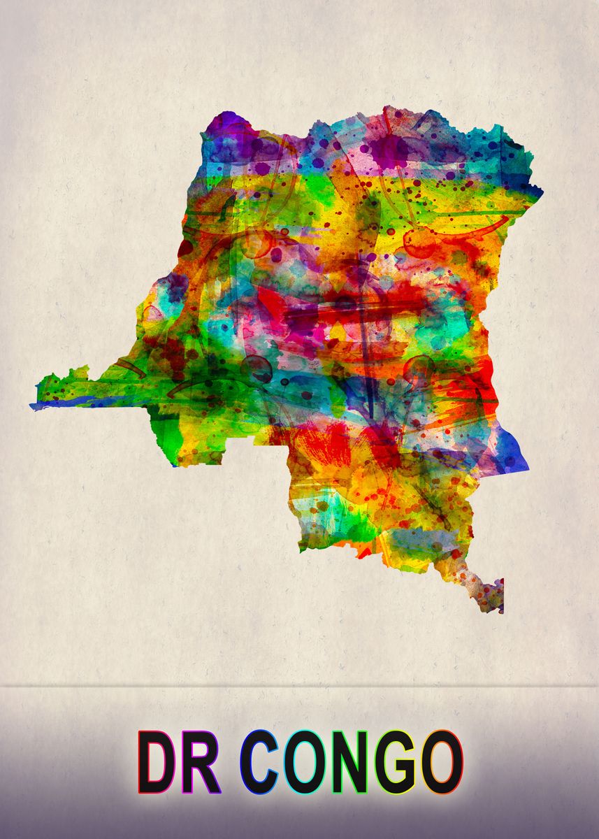 'DR Congo Map in Watercolor' Poster, picture, metal print, paint by ...
