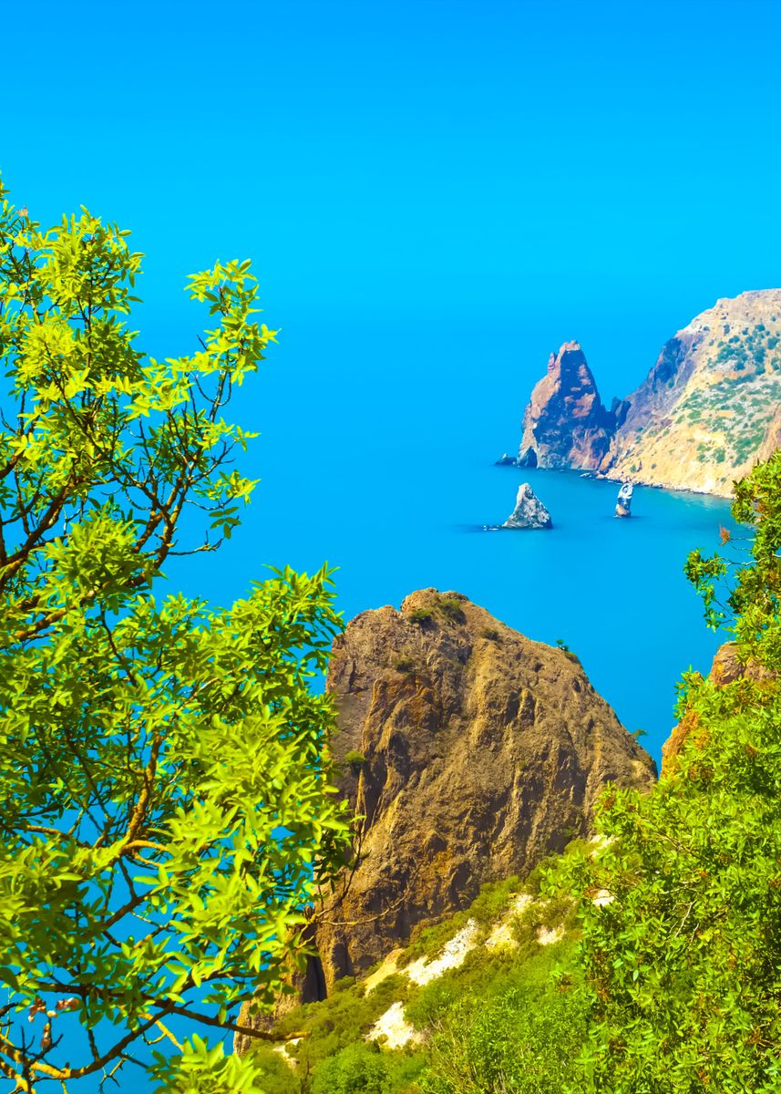 'View Of The Sea Coast From' Poster, picture, metal print, paint by ...