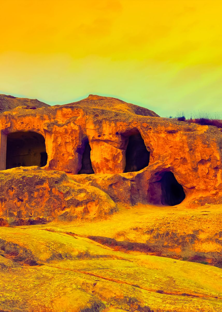 'Antique Cave City Uplistsi' Poster by Stunning Wallpapers | Displate